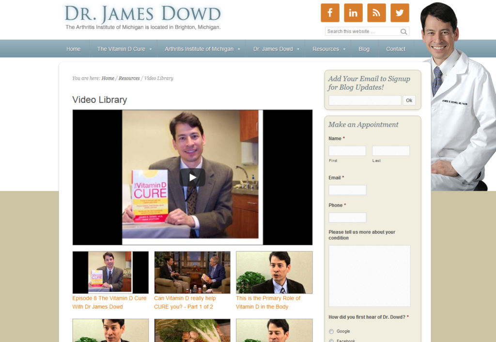 Check Out Dr. Dowd's Video Library | Dr. James Dowd - Arthritis ...